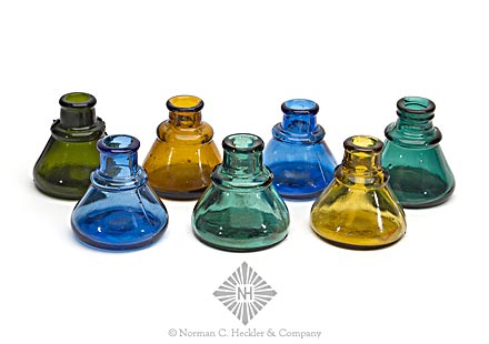 Lot 53: Lot Of Seven Cone Ink Bottles, Similar in form and construction ...