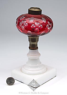 Lot 142: Cut Overlay Oil Lamp, Similar in form and construction to B/K ...