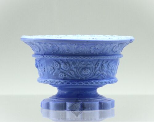 Floral Round Pedestal Pressed Glass Salt