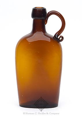 Lot 122: "Whitney / Glass Works" Base Embossed Handled Whiskey Flask